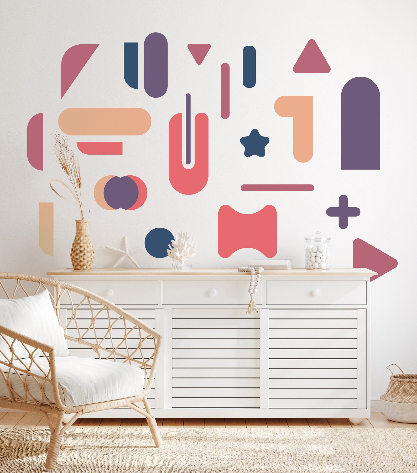 Abstract Shapes Wall Decal Pattern - Etsy