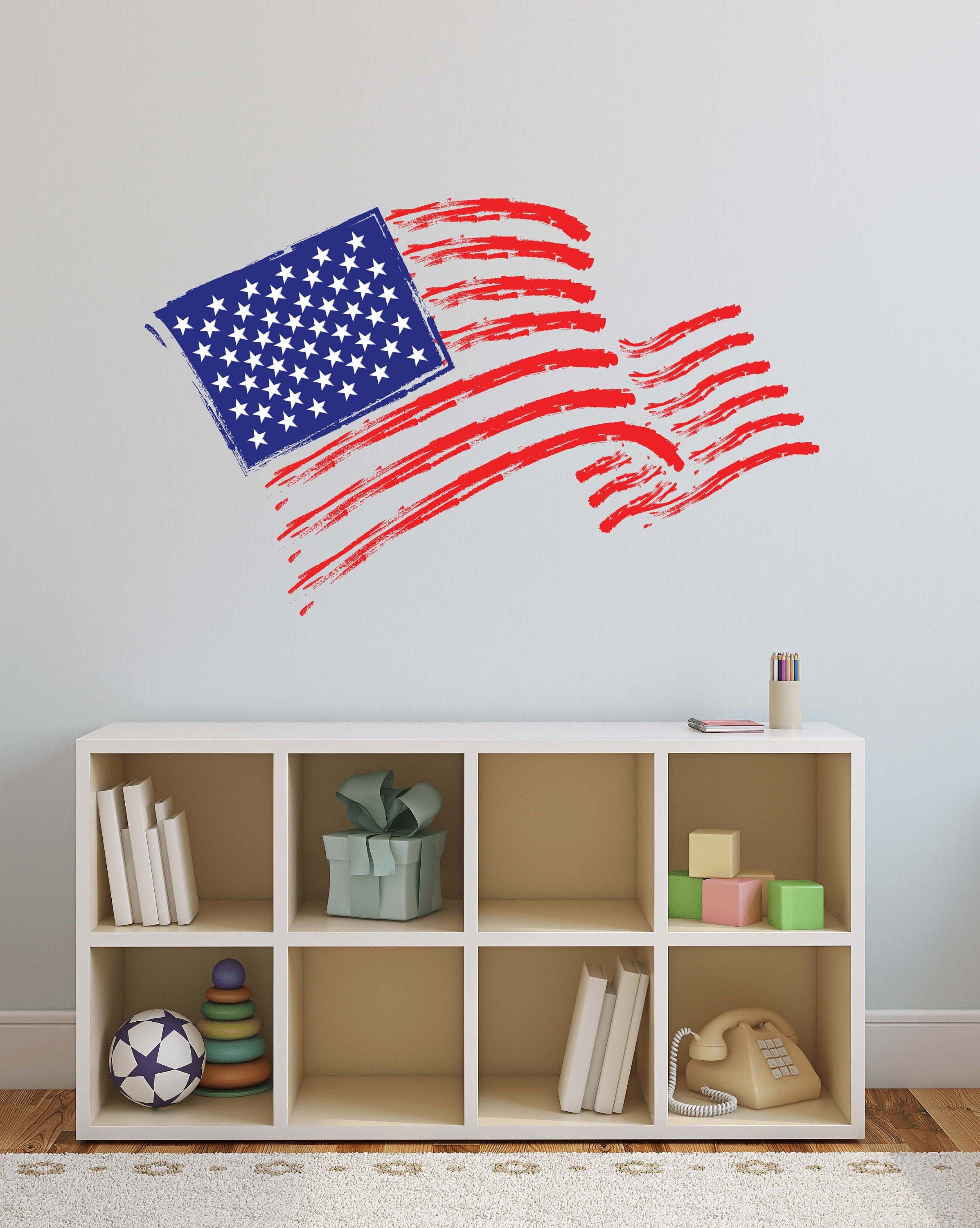 Rustic American Flag Wall Decal | Etsy