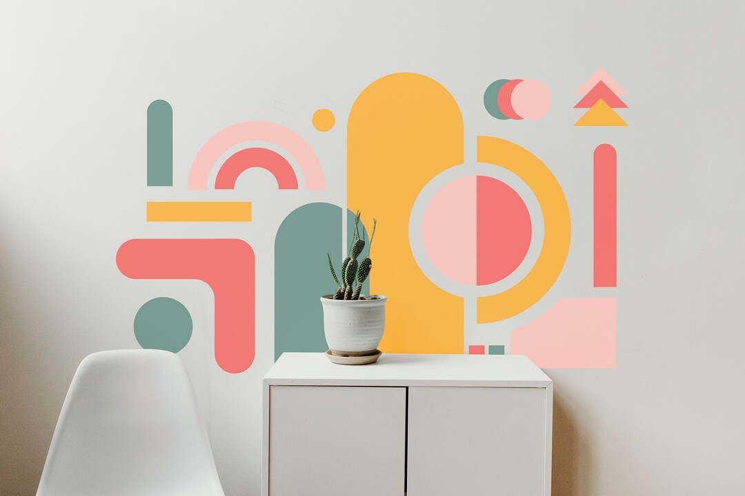 Pastel Abstract Shapes Wall Decal Pattern - Etsy