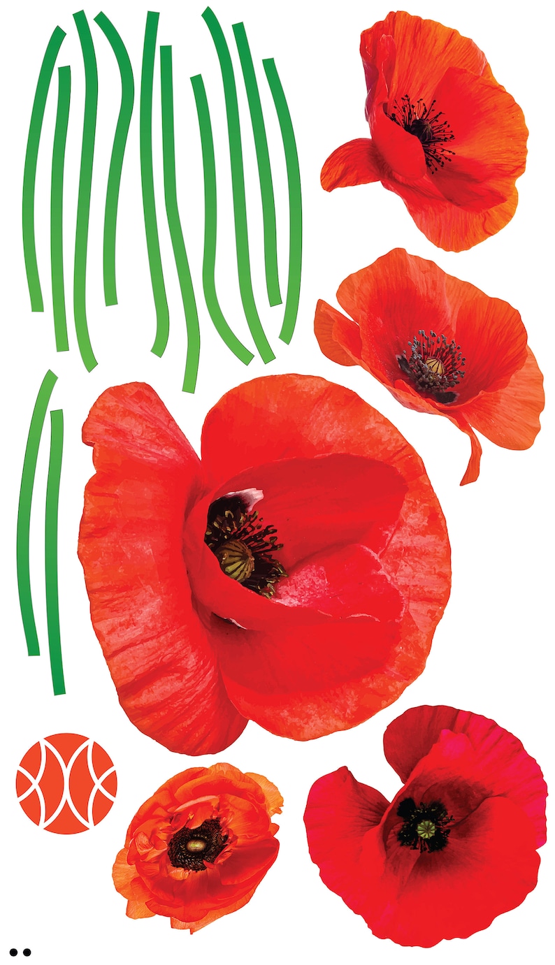 Red/orange Poppies Peel & Stick Wall Decals - Etsy
