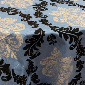 Printed French Blue Damask 120” Round Tablecloth - Etsy