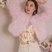 Soft Light Pink Fluffy Feather Jacket, Marabou Cropped Long Sleeve ...