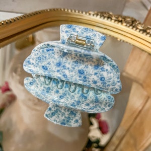 Blue Small Dainty Floral Print Claw Clip Hair Clip - Etsy