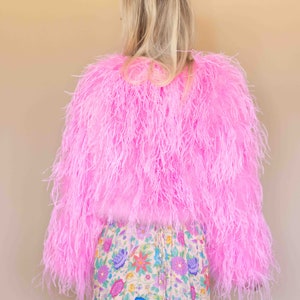 Ostrich Feather Bridal Wedding Jacket in Neon Hot Pink Color / Feather ...