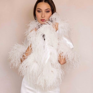 Satin Silk Bridal Cape With Feather Trim in Ivory - Etsy