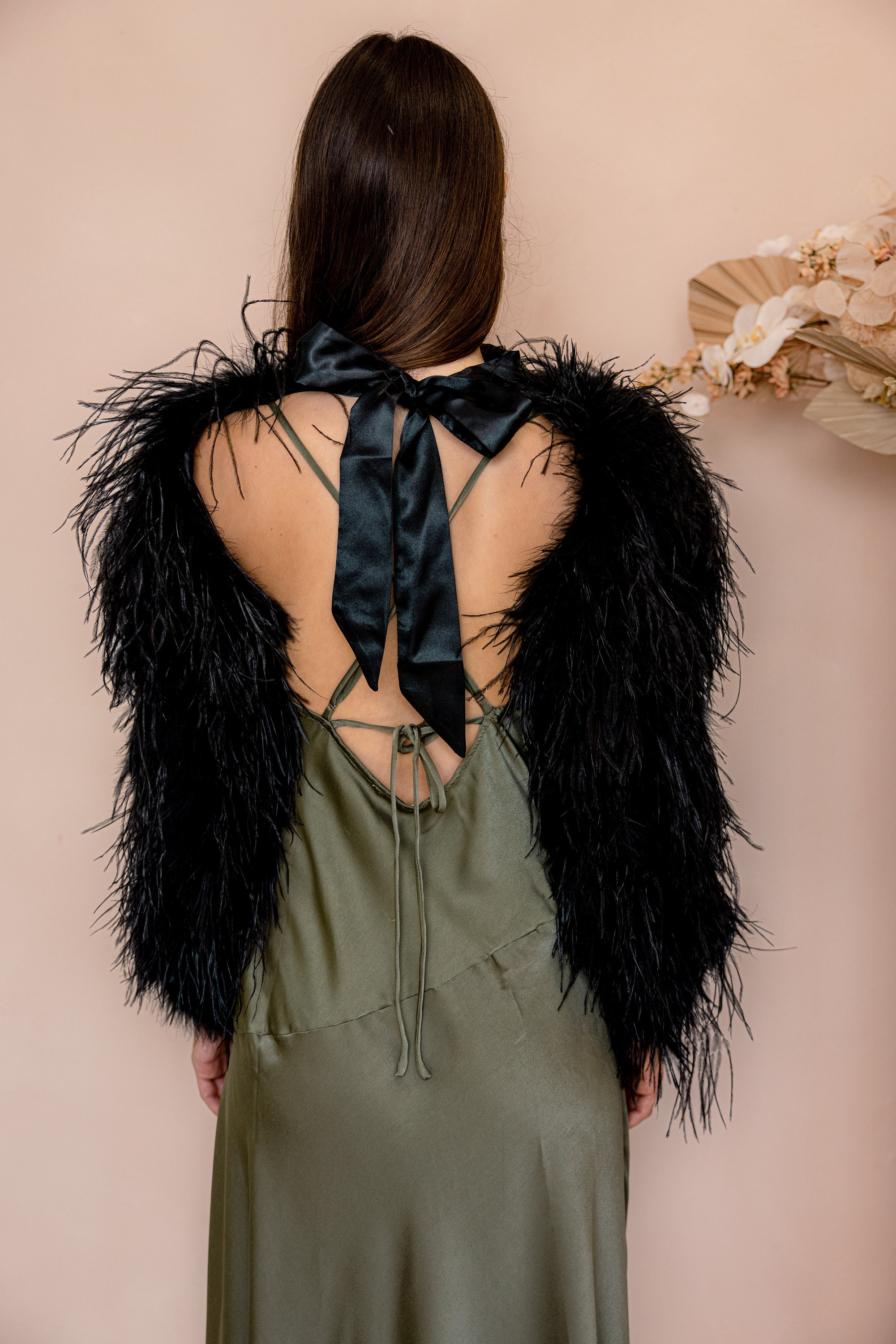 Ostrich Feather Bridal Wedding Jacket in Black Color / Feather - Etsy