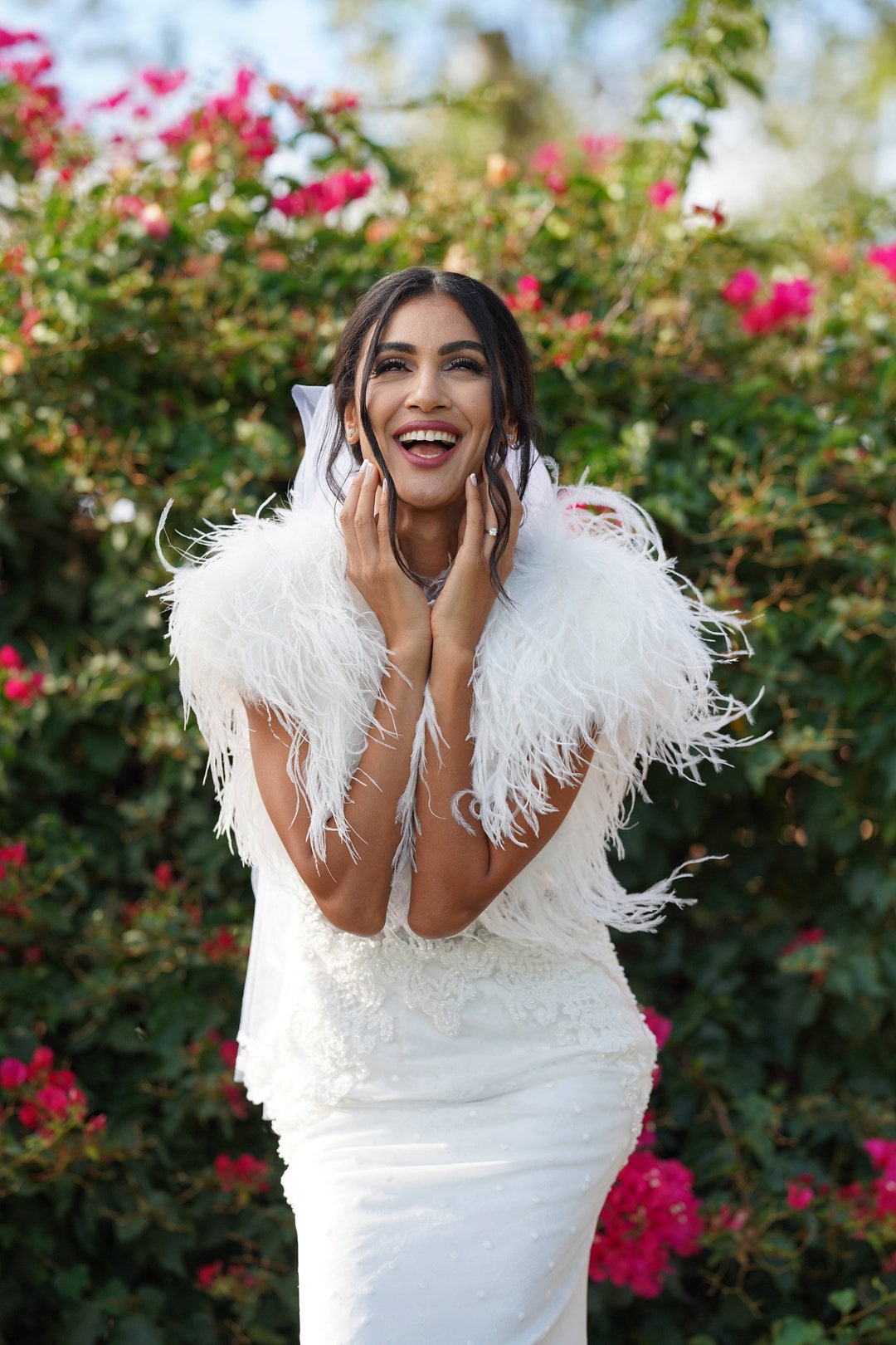 Real Ostrich Feather Winter Bridal Wedding Bolero/vest in Cream or ...