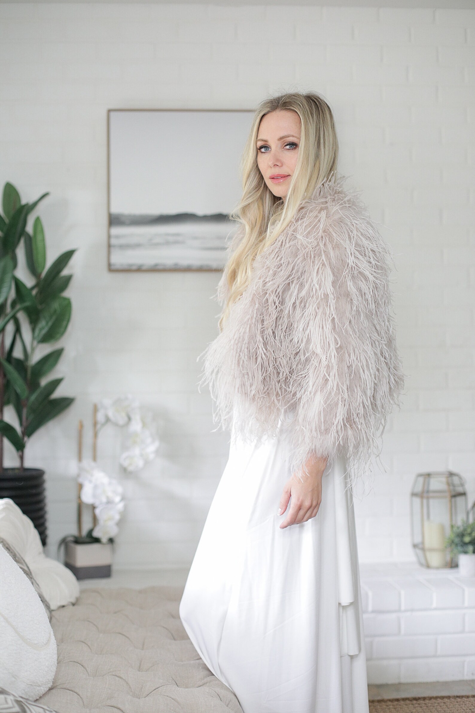 Ostrich Feather Bridal Bridesmaids Wedding Jacket Coat in - Etsy