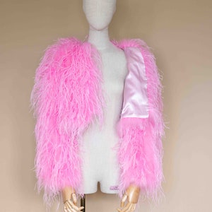 Ostrich Feather Bridal Wedding Jacket in Neon Hot Pink Color / Feather ...