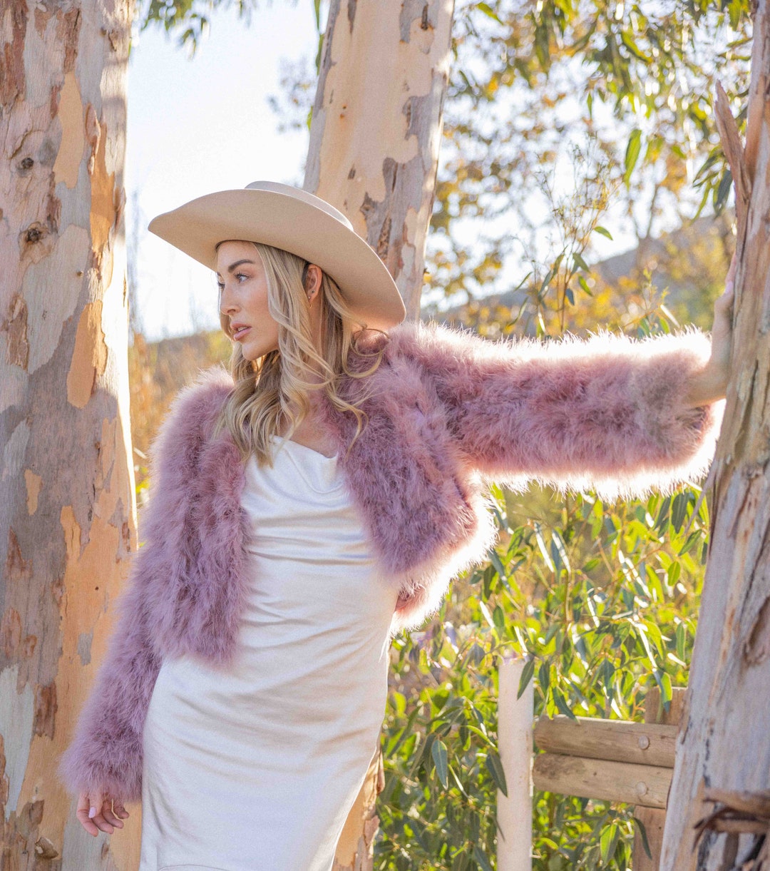 Fluffy Feather Jacket, Marabou Cropped Long Sleeve Feather Jacket ...