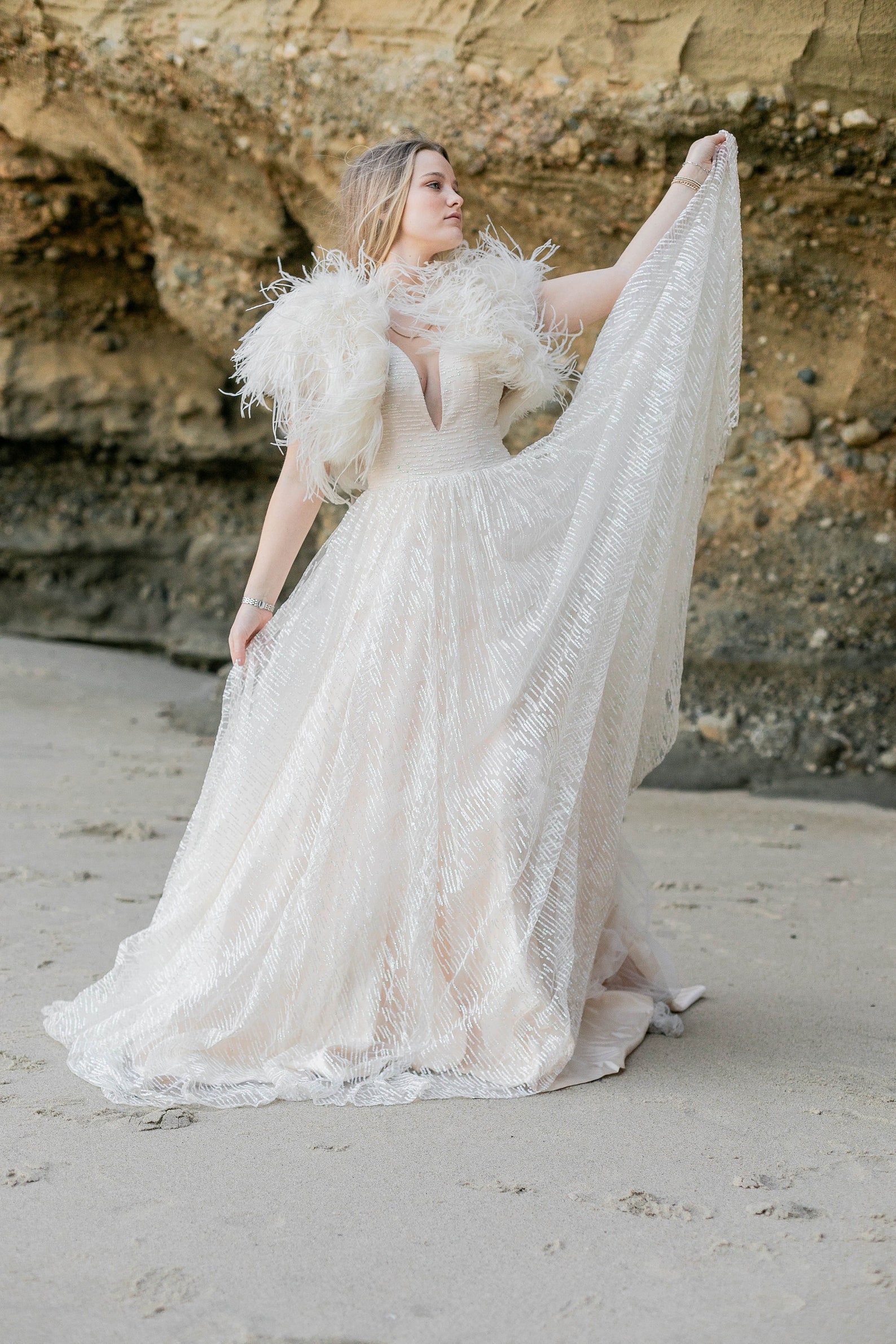 Real Ostrich Feather Bridal Wedding Bolero/vest in Cream - Etsy