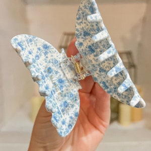 Blue Small Dainty Floral Print Claw Clip Hair Clip - Etsy