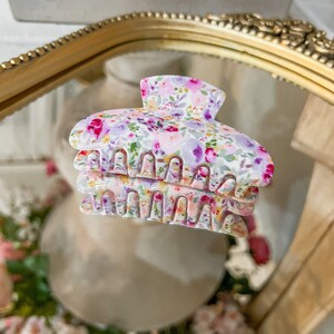 Pink Watercolor Floral Print Claw Clip Hair Clip - Etsy