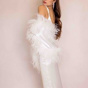 Satin Silk Bridal Cape With Feather Trim in Ivory - Etsy
