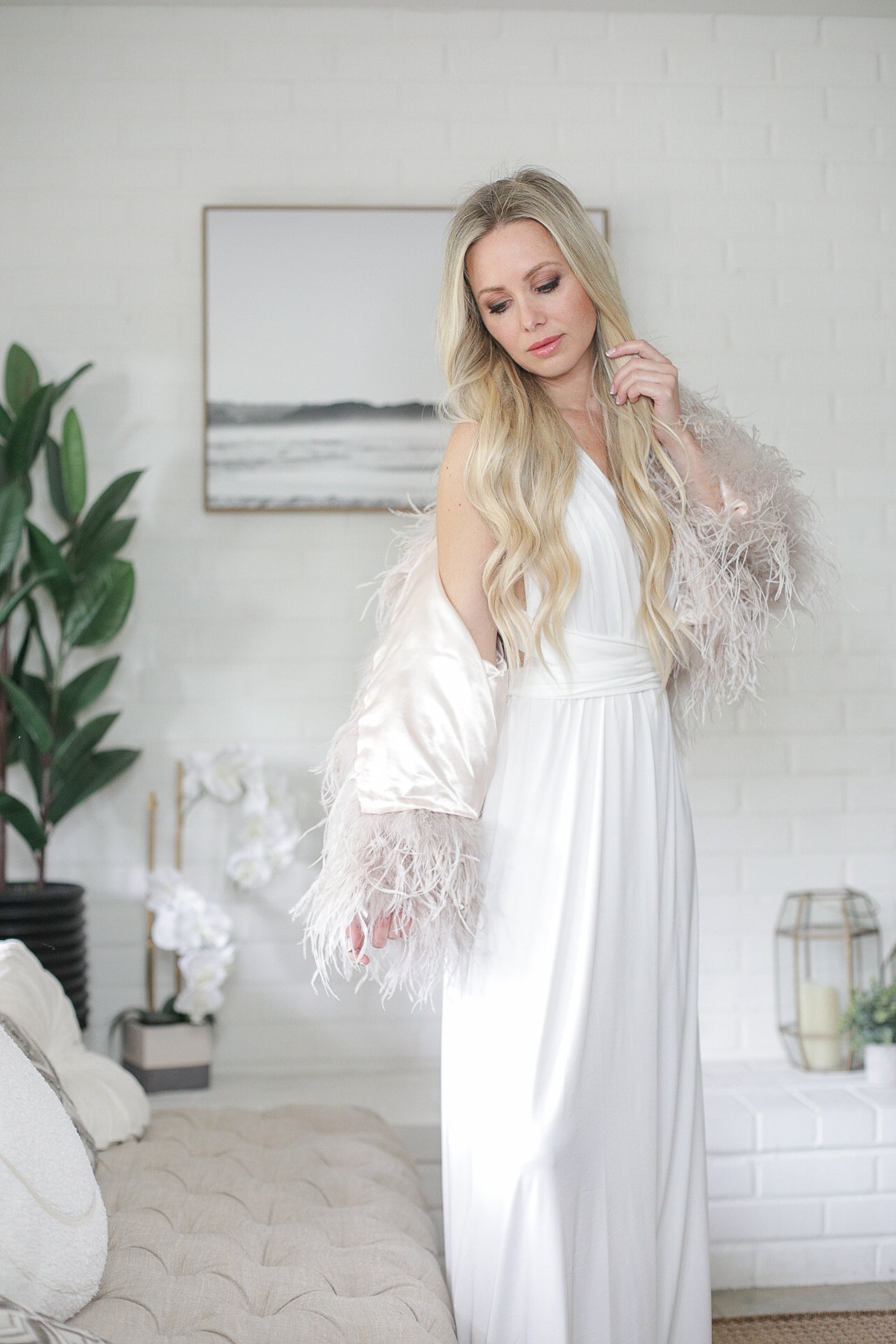 Ostrich Feather Bridal Bridesmaids Wedding Jacket Coat in - Etsy