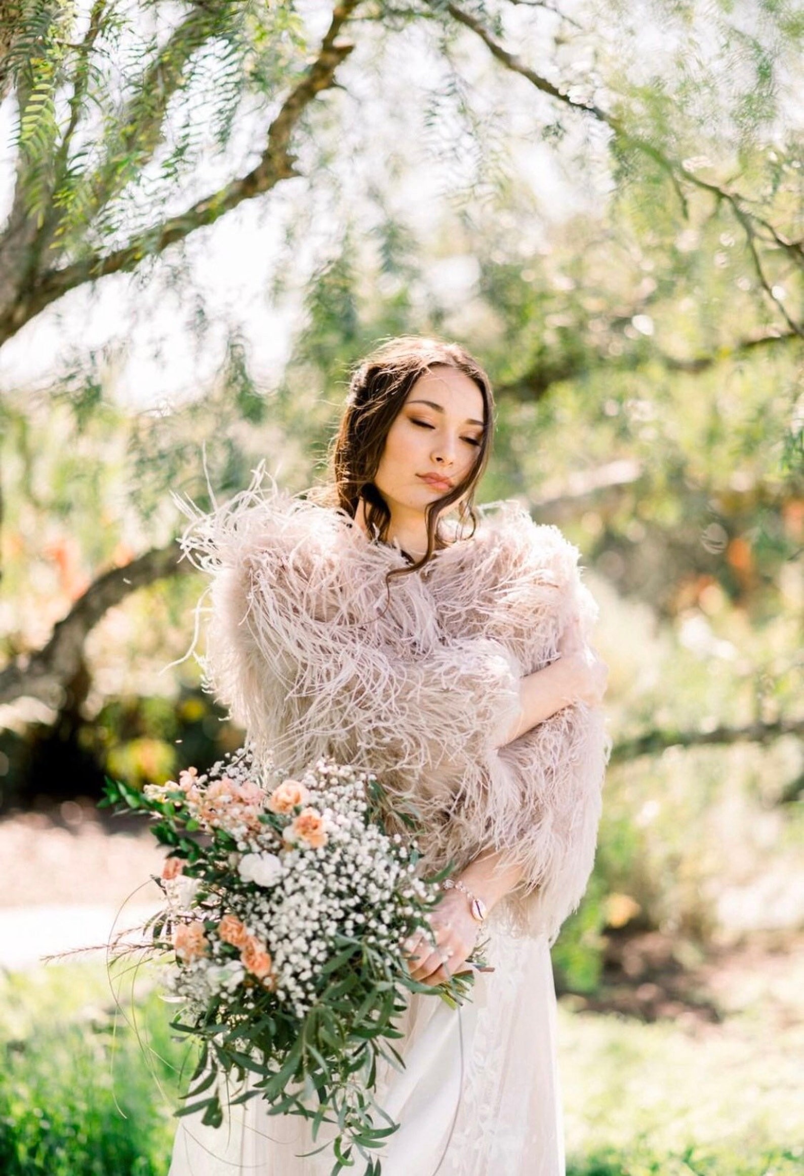 Ostrich Feather Bridal Wedding Jacket in - Etsy