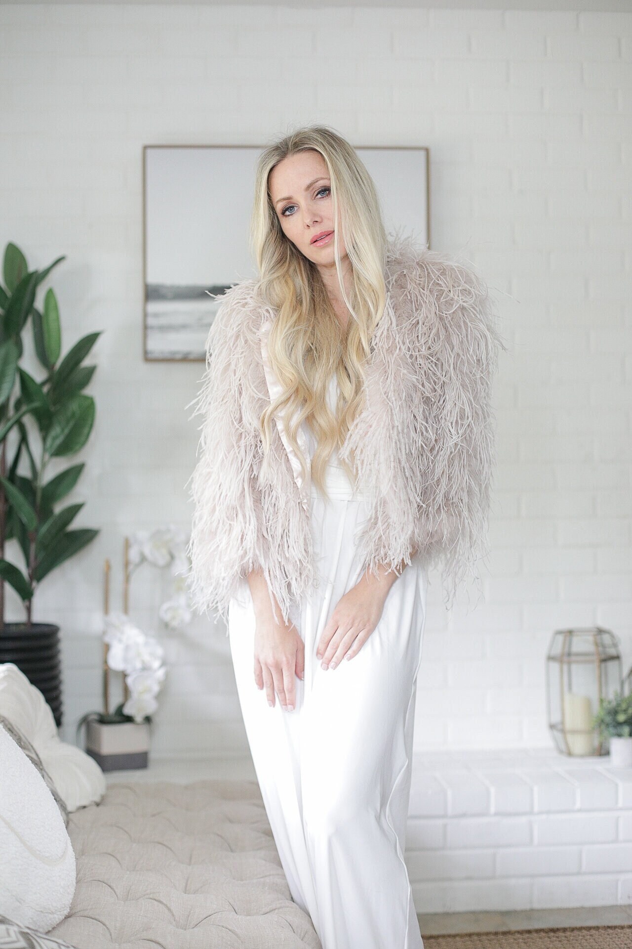 Ostrich Feather Bridal Bridesmaids Wedding Jacket Coat in - Etsy