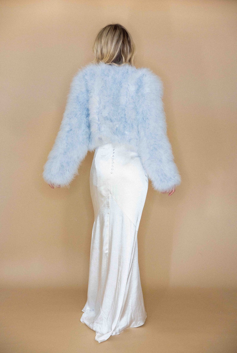 Soft Light Blue Fluffy Feather Jacket Marabou Cropped Long - Etsy