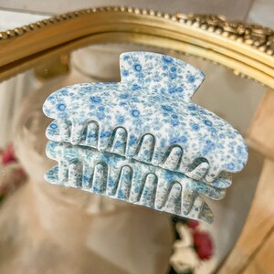 Blue Small Dainty Floral Print Claw Clip Hair Clip - Etsy