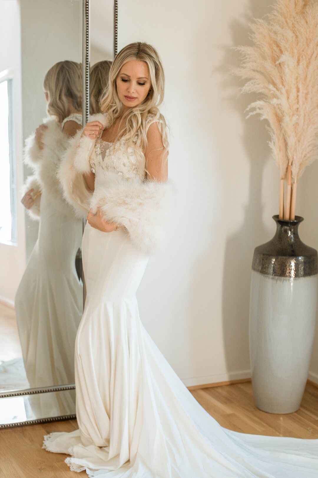 Marabou Feather Bridal Wedding Cape/shrug/shawl in Cream - Etsy