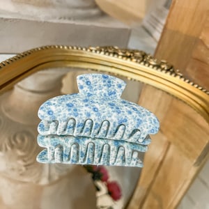 Blue Small Dainty Floral Print Claw Clip Hair Clip - Etsy