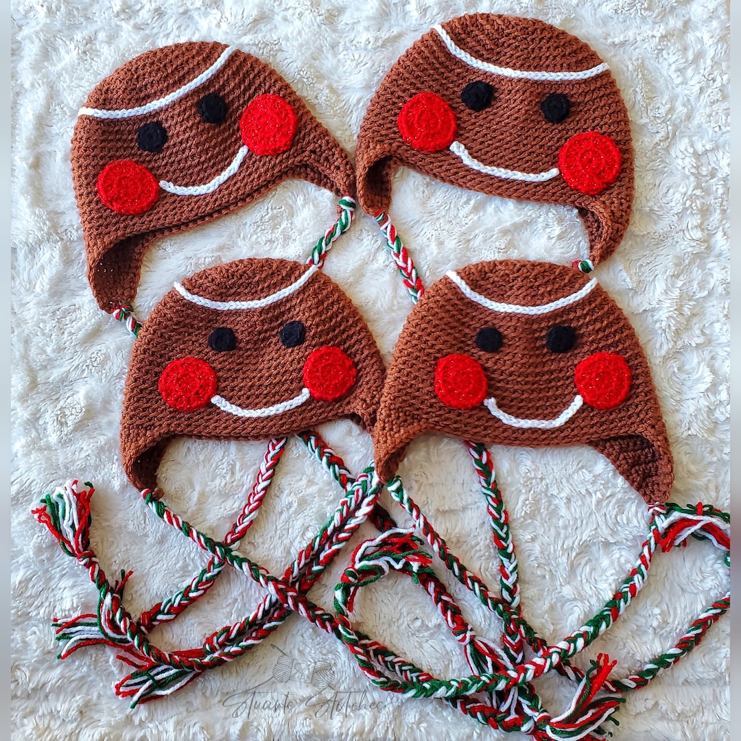 Crochet Gingerbread Man Hat, Gingerbread Girl Hat, Gingerbread Person ...