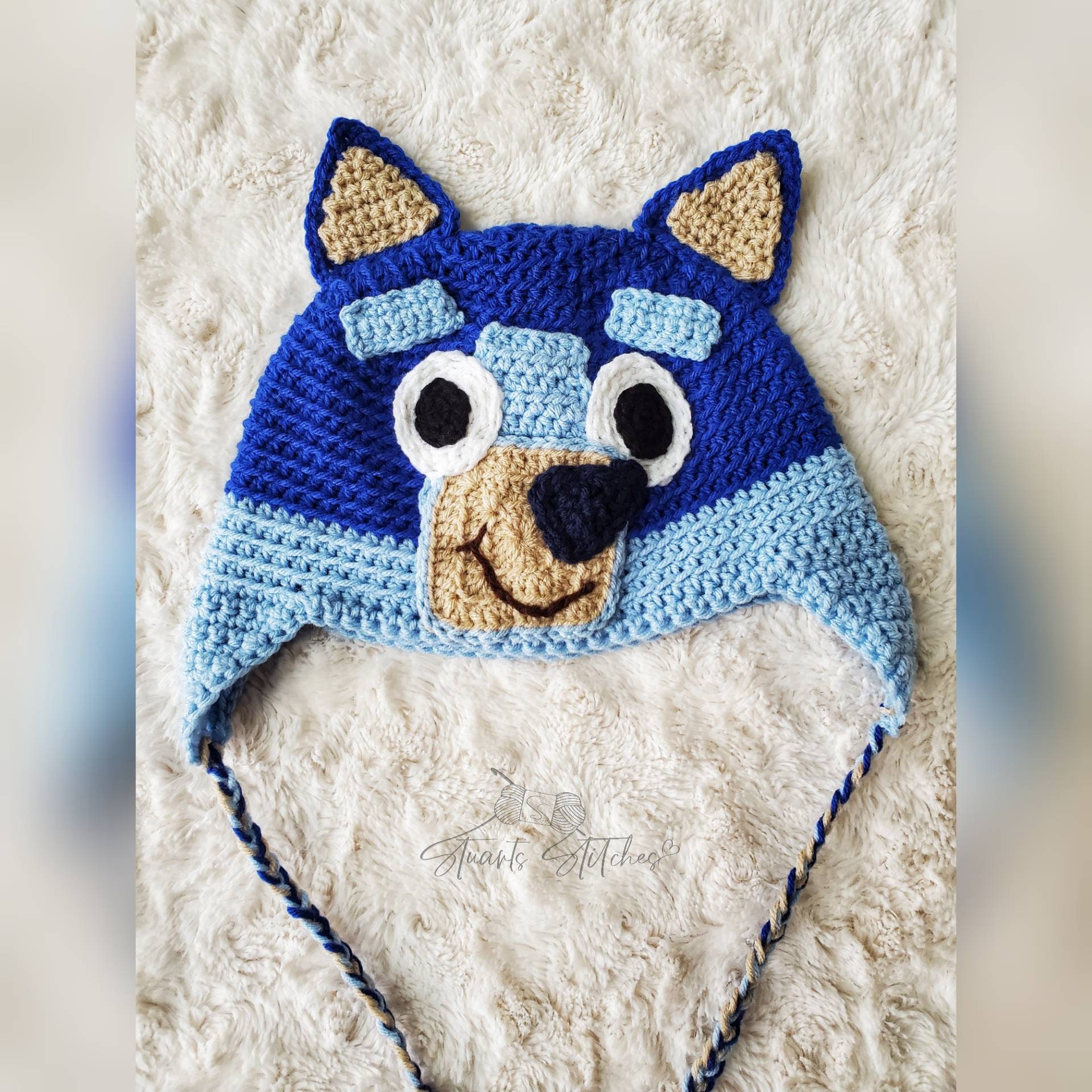 Bluey Hat, Crochet Bluey Hat, Bluey Beanie, Halloween Costume ...