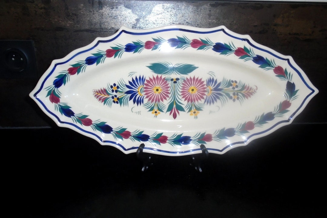 Large Vintage Dish Quimper HB Floral Decor Gift Tableware French ...