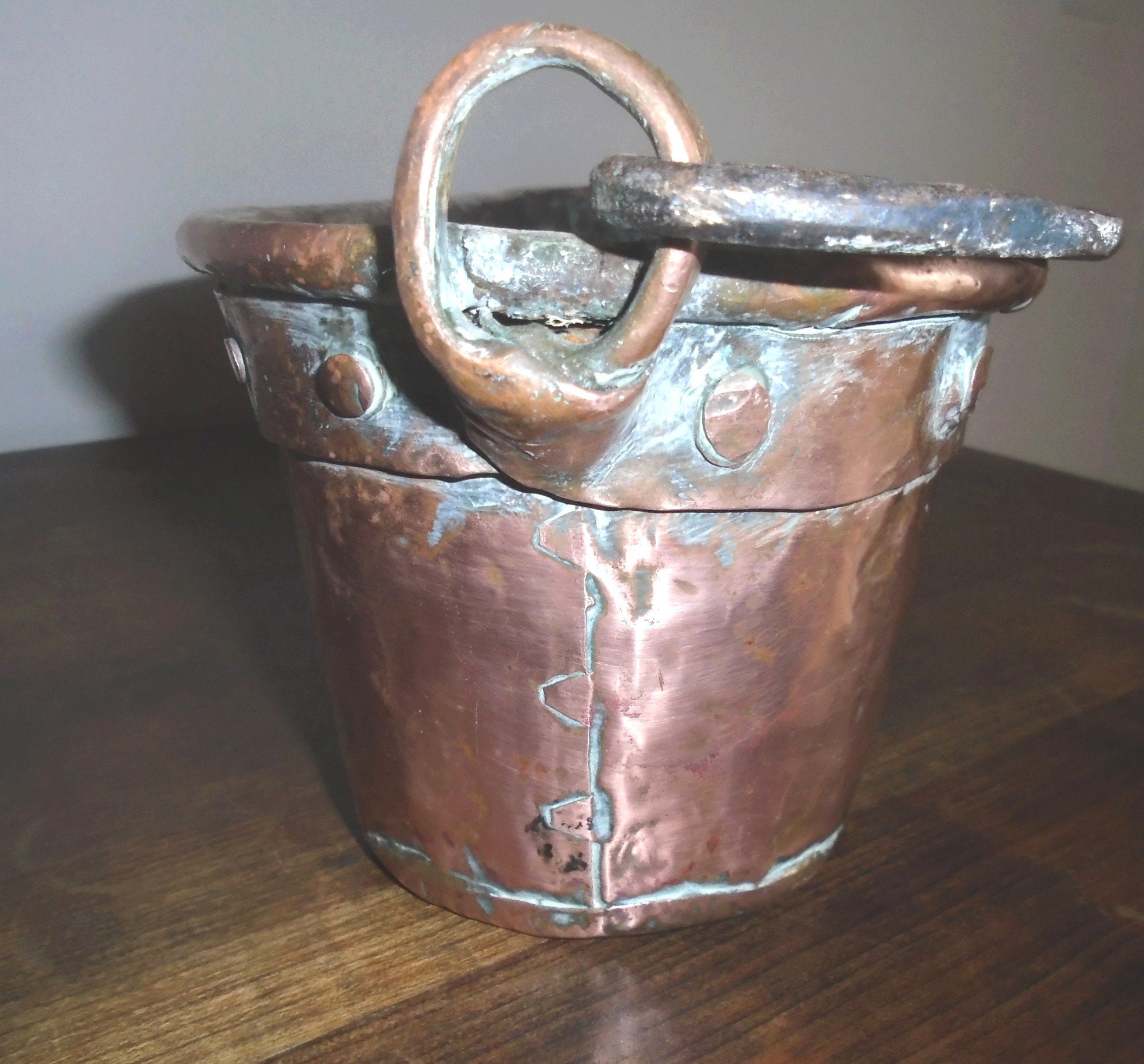 Vintage Copper Planter Old Fish Tank Copper and Iron Copper Pot Holder ...