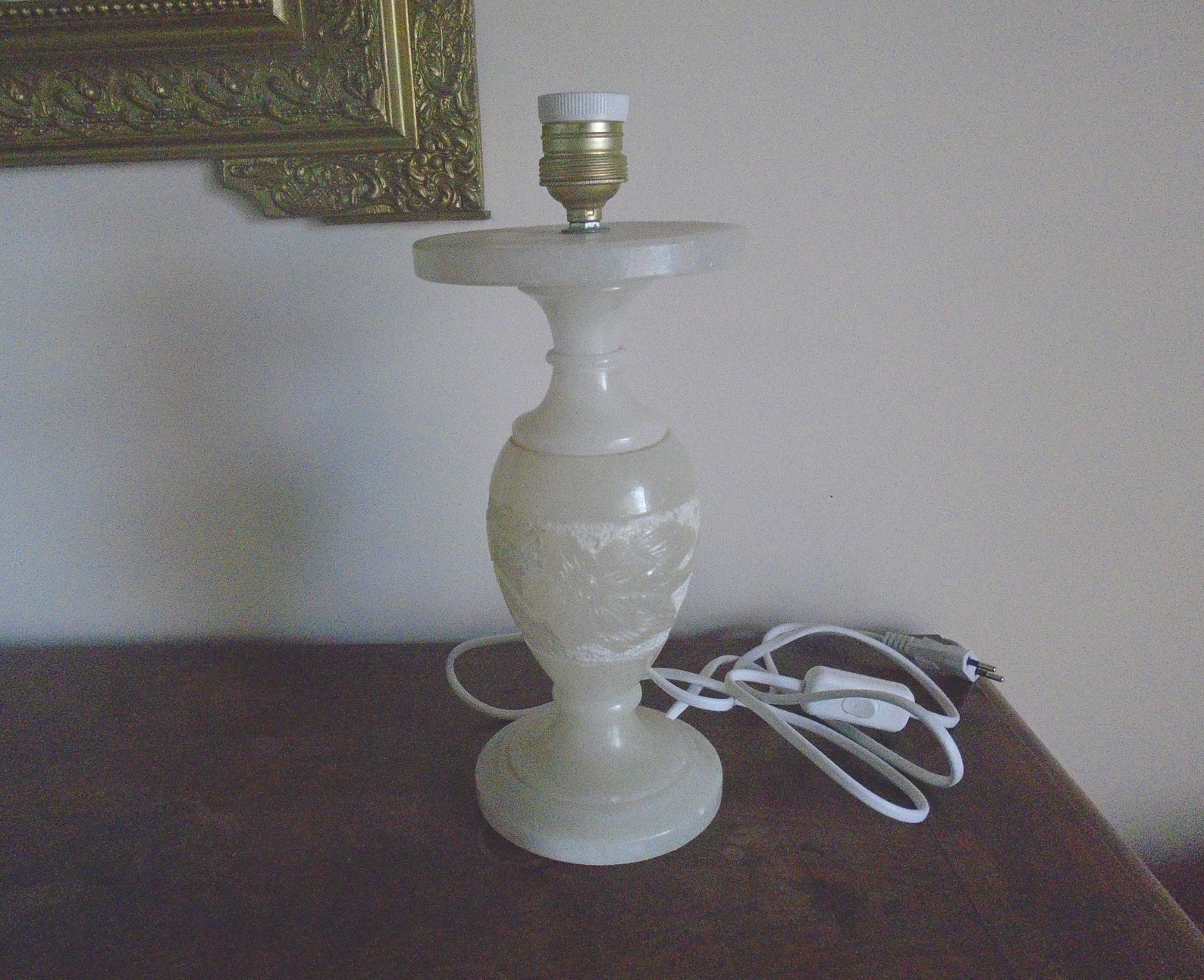 Vintage Alabaster Lamp Alabaster Lamp Base Alabaster Lighting White ...