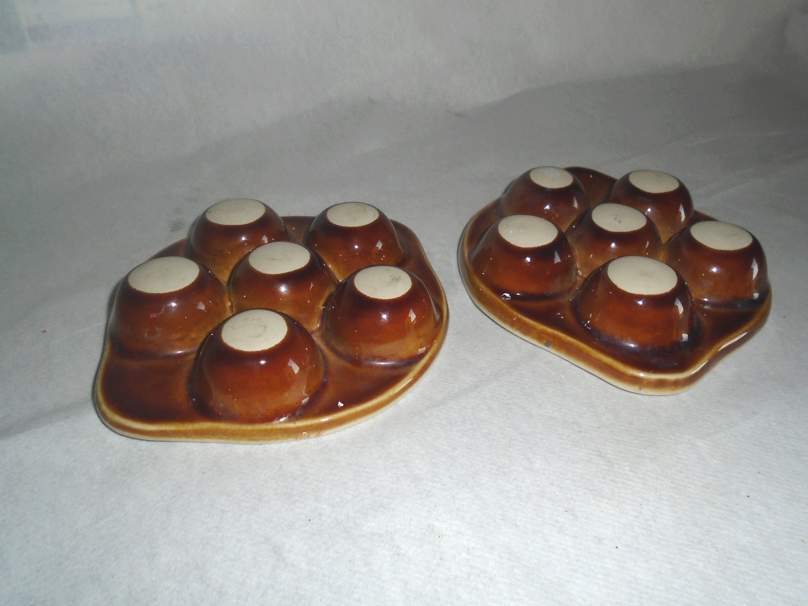 Glazed Stoneware Plates With 6 Snails Set of Two Plates French Cuisine ...