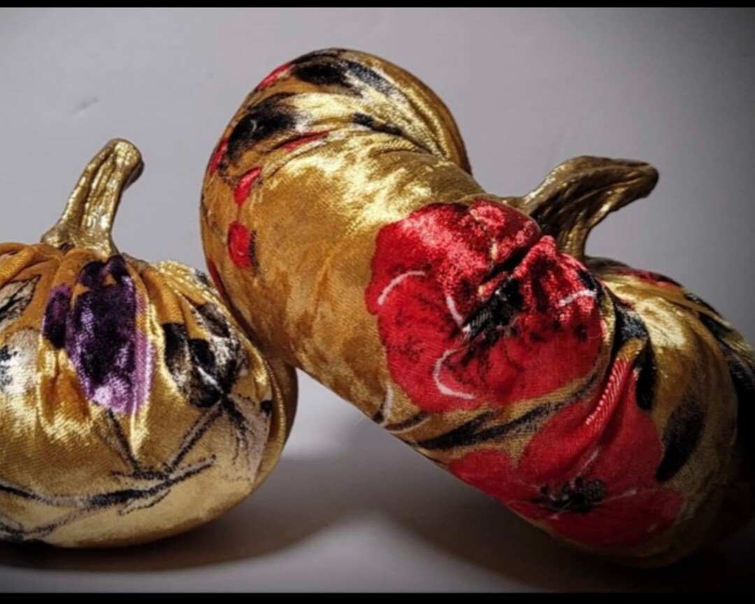 5 Velvet Pumpkins, Gold Velvet Stuffed Pumpkins, Fall Velvet Pumpkin - Etsy