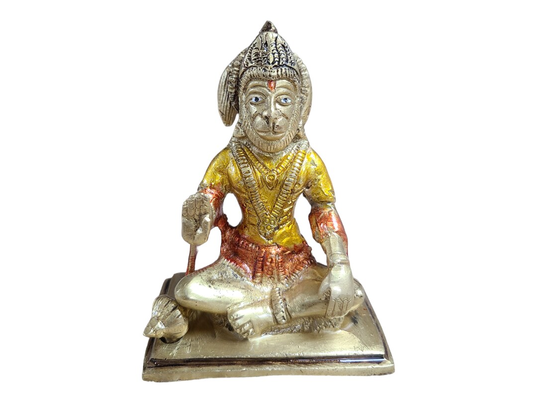 5 Inches Brass Amazing Hanuman/ Hanuman Ji Statue for Home Entrance ...