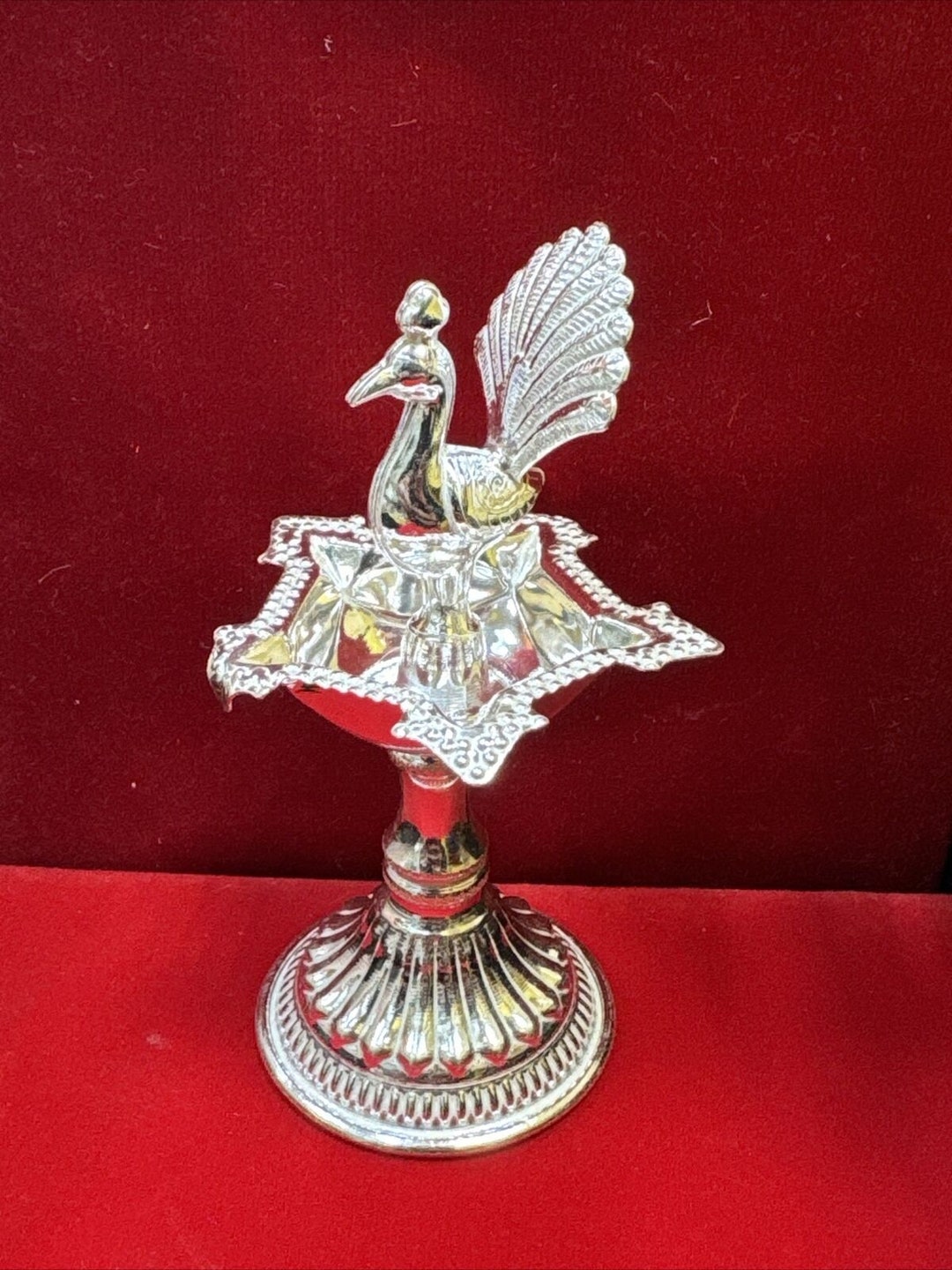 Pure Silver Peacock Lamp Samai 30 Grams Silver , 4” Tall Usa Seller - Etsy