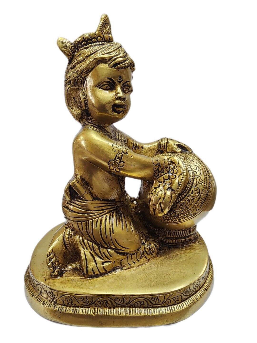 Brass 7.5 Inches Lord Bal Krishna Statue Hindu God Laddu Gopal Usa Fast ...