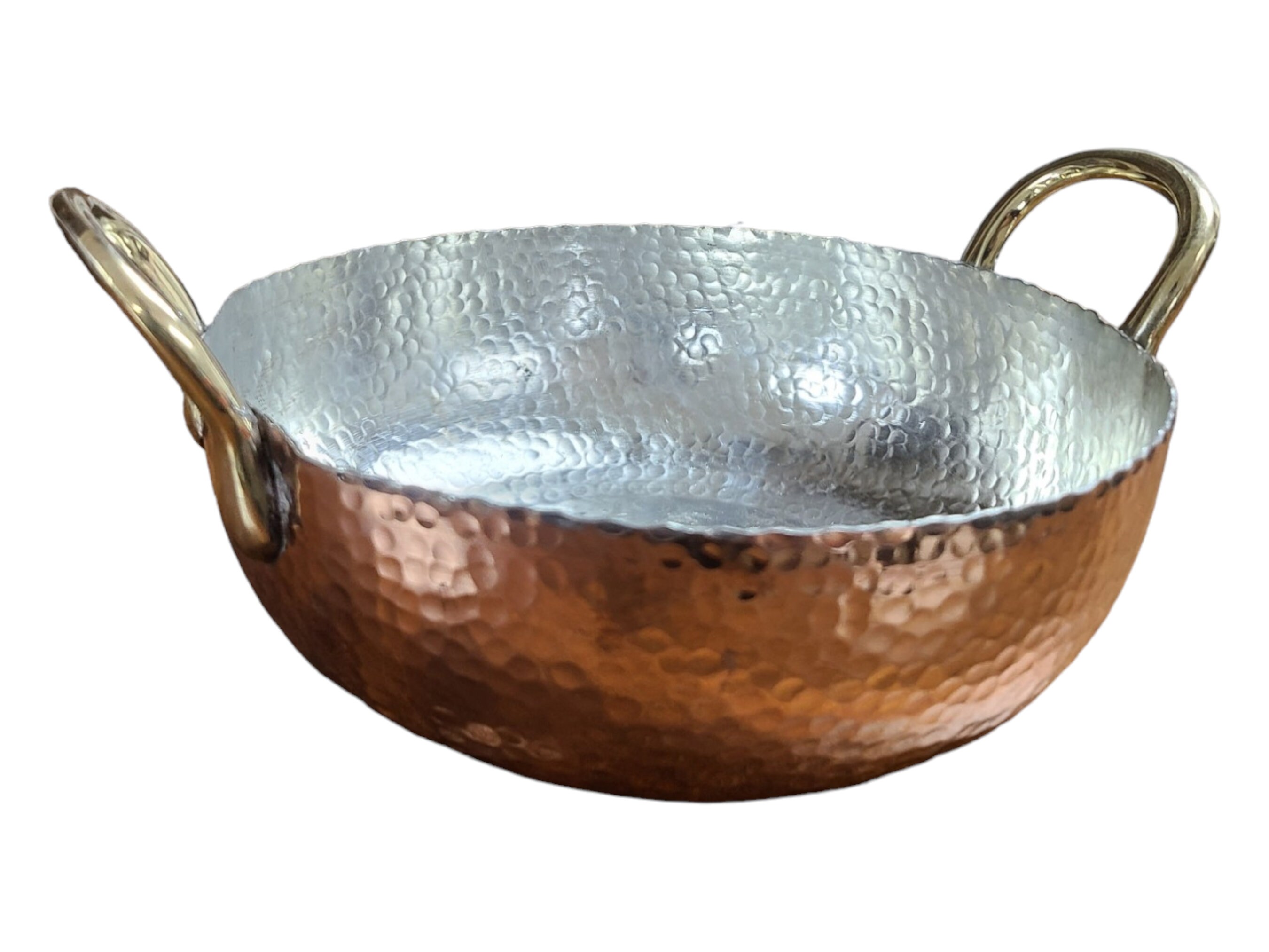 8.25 Inches Steel Copper Kadai , Karahi Indian Serving Dishes Copper ...