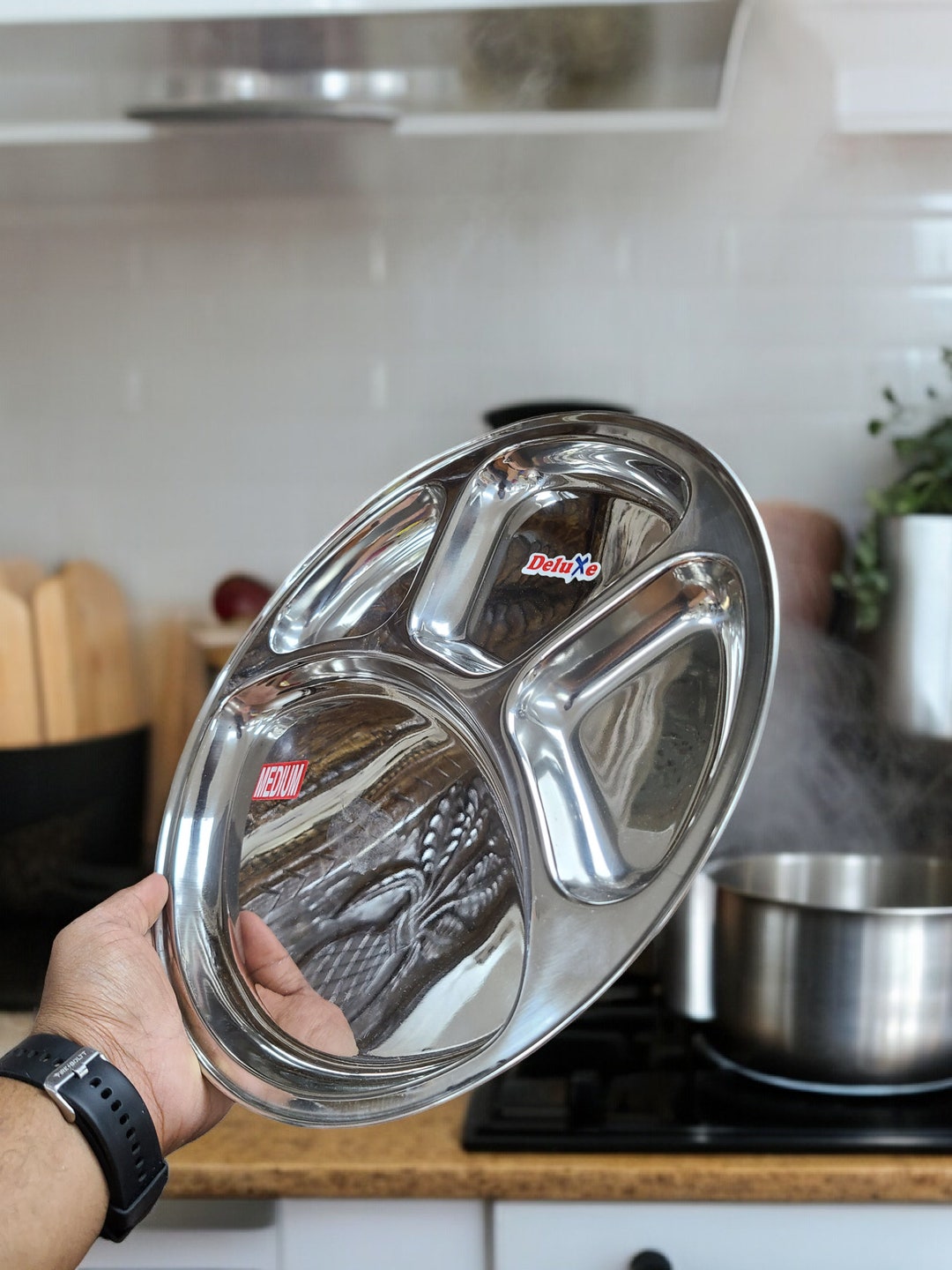 12 Inches Stainless Steel Round Divided Dinner Plate 4 Sections Usa ...