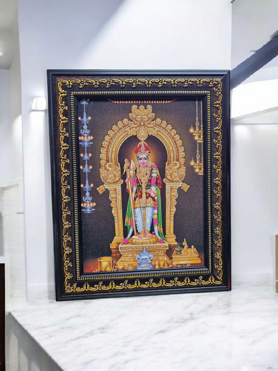 10 Inches by 8 Inches Kartikey / Murugan Frame Wall Hanging Glass Less ...