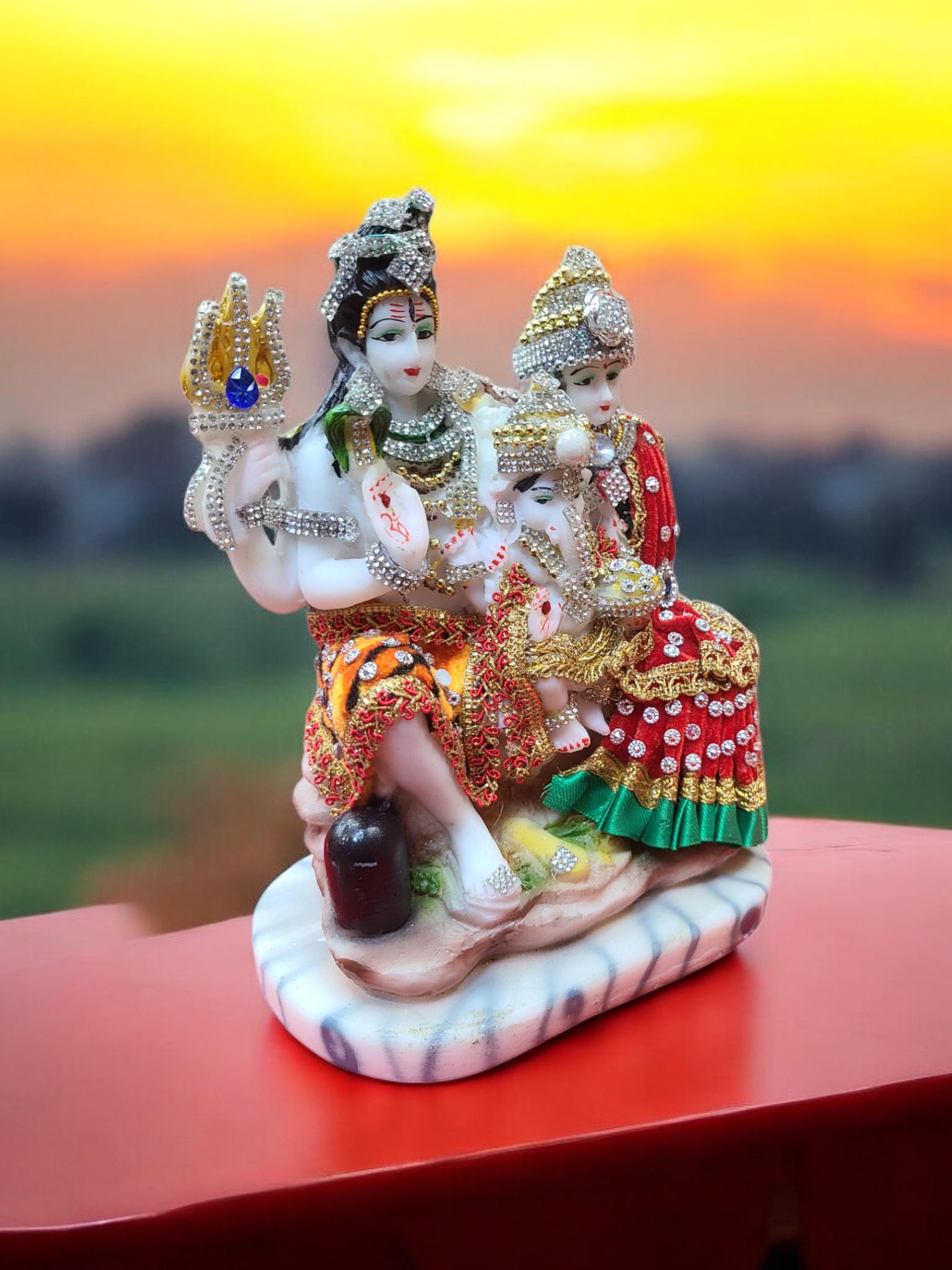 8 Inches Shiva Pariwar Statue of Polyresin for Temple /home Decoration ...
