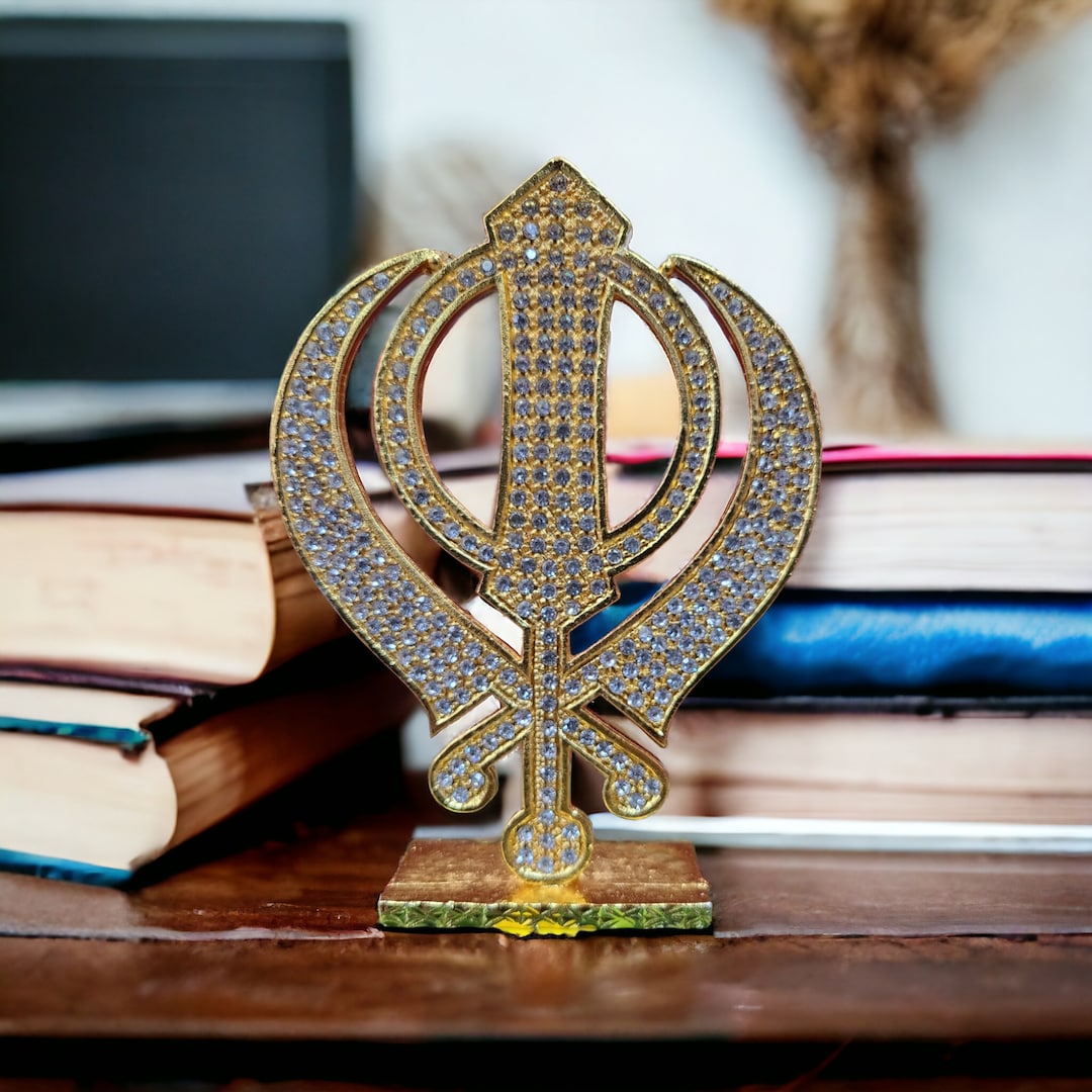 6" Sikh Khanda Gold Color Metal for House Decoration Seller Fast Ship ...
