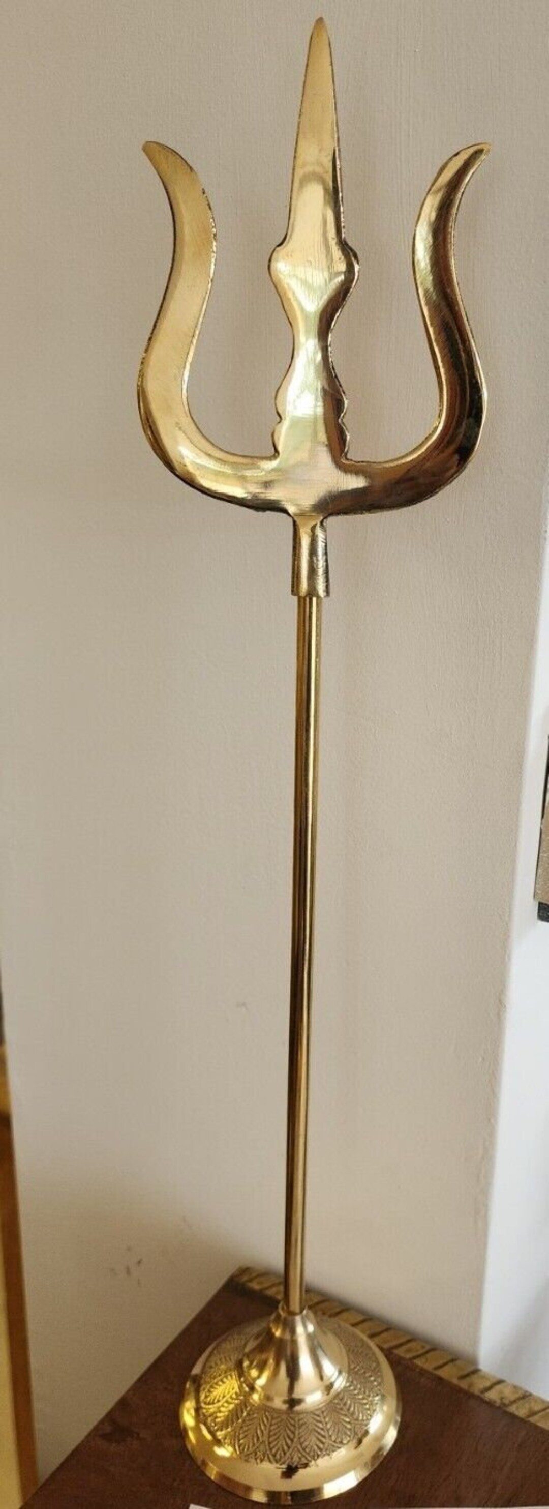 Standing Trishool 18.75 Inches Tall Brass for Puja Usa Seller Fast Ship ...