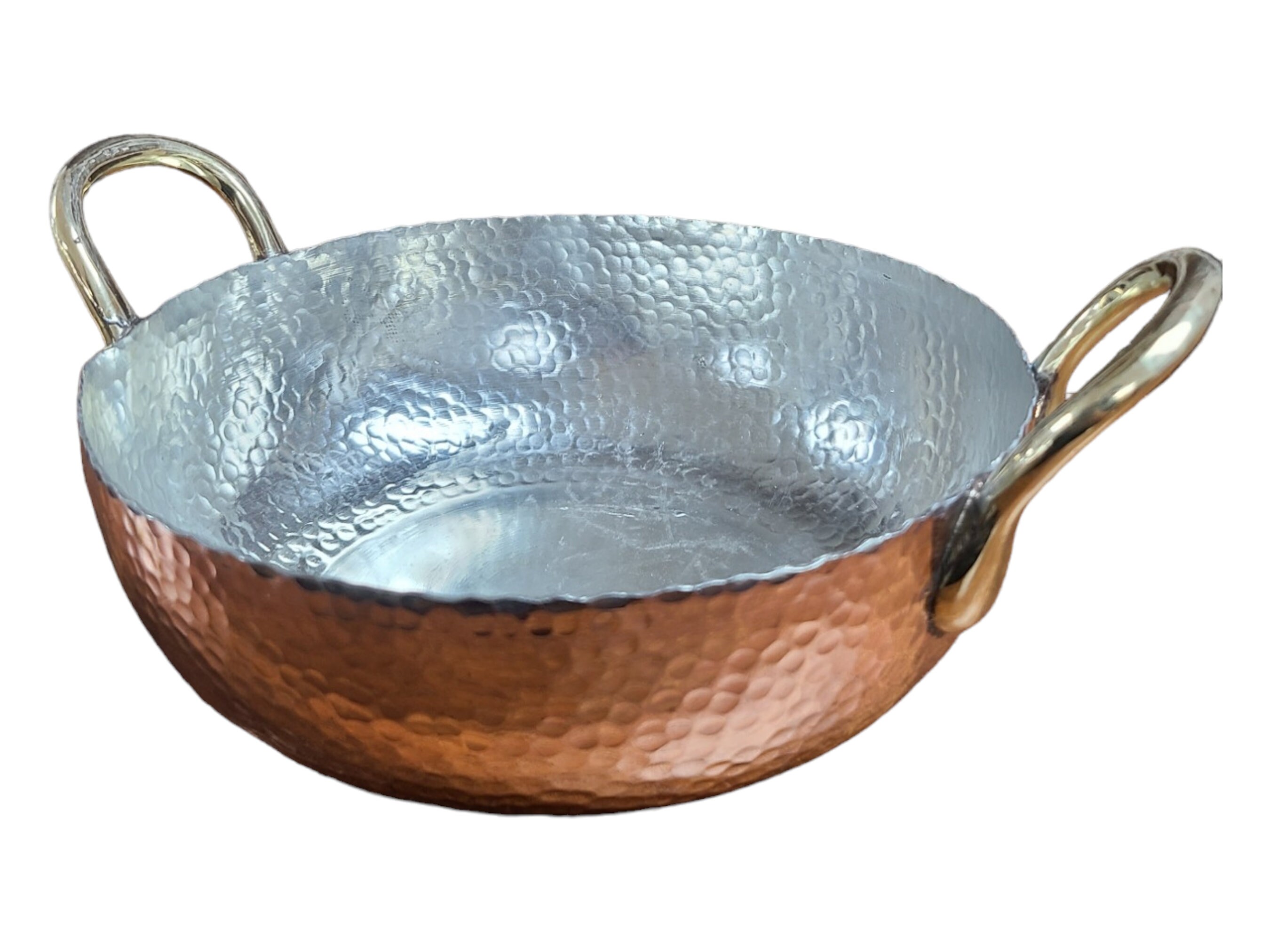 8.25 Inches Steel Copper Kadai , Karahi Indian Serving Dishes Copper ...
