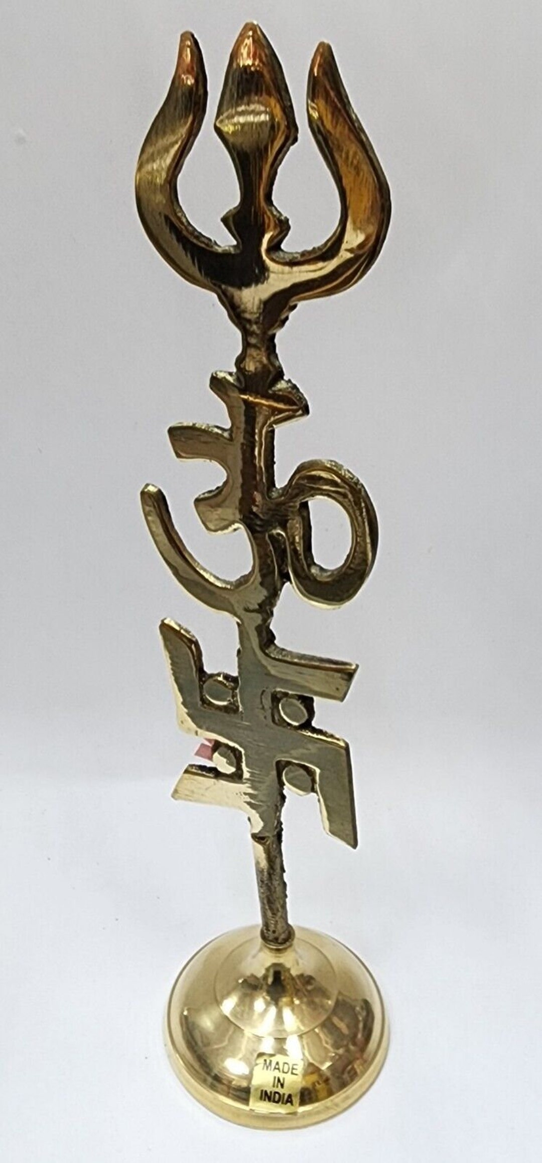 Brass 7.5 Inches Tri Shakti Symbol Powerful Hindu Symbol Usa Seller ...