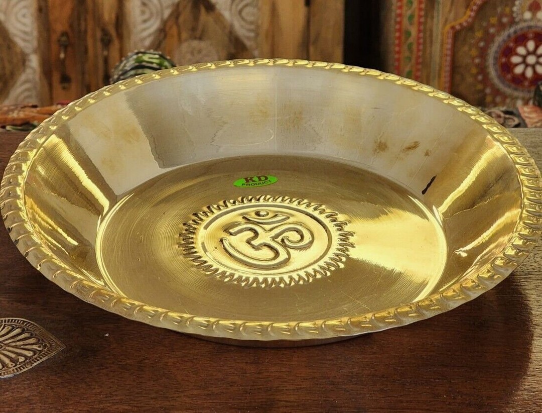Om Brass Puja Plate / Thali 10 Inches Diameter Usa Seller Fast Ship - Etsy