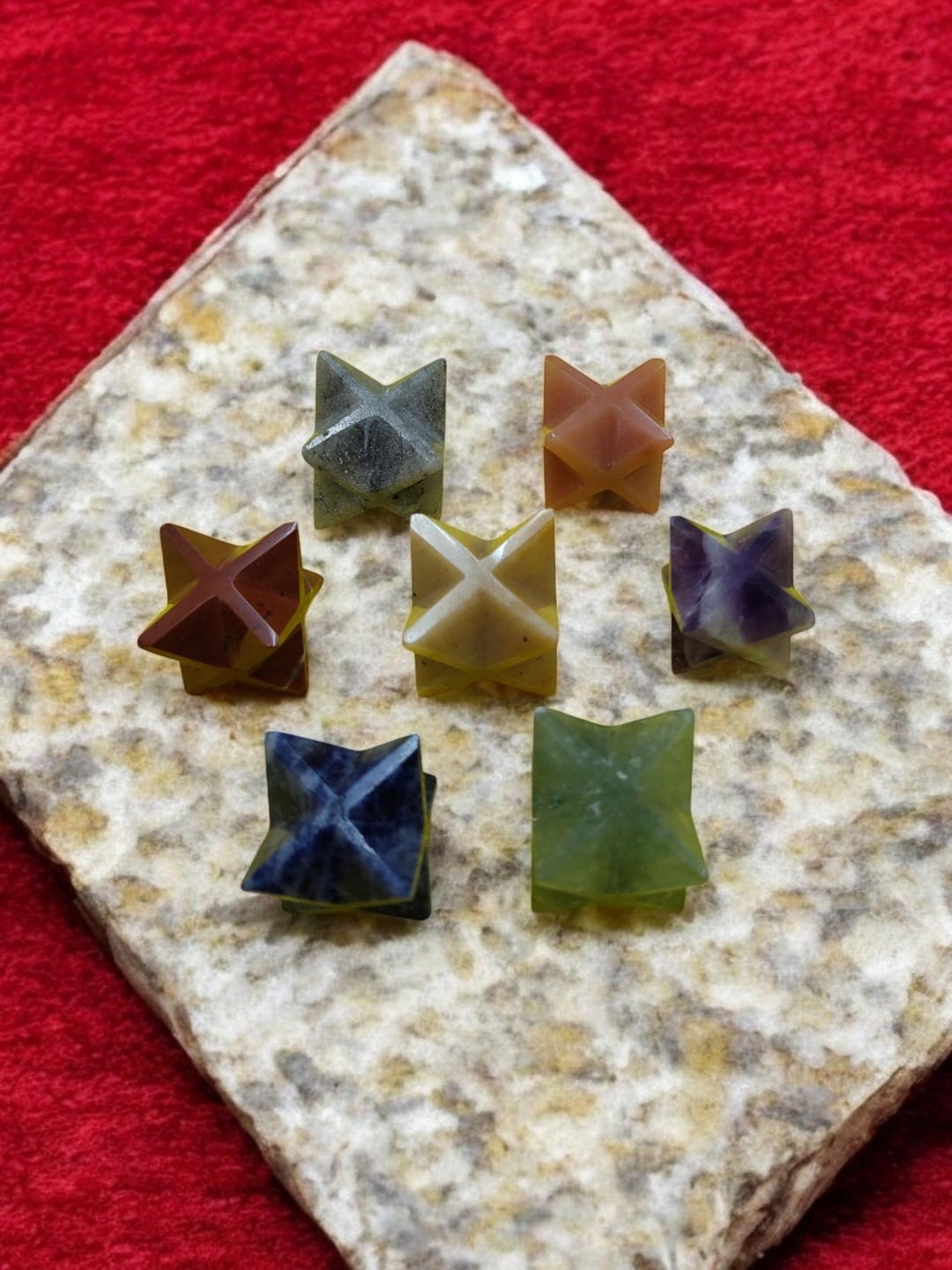 Set of 7 Chakra Natural Merkaba Stars for Orgone Healing Reiki Healing ...