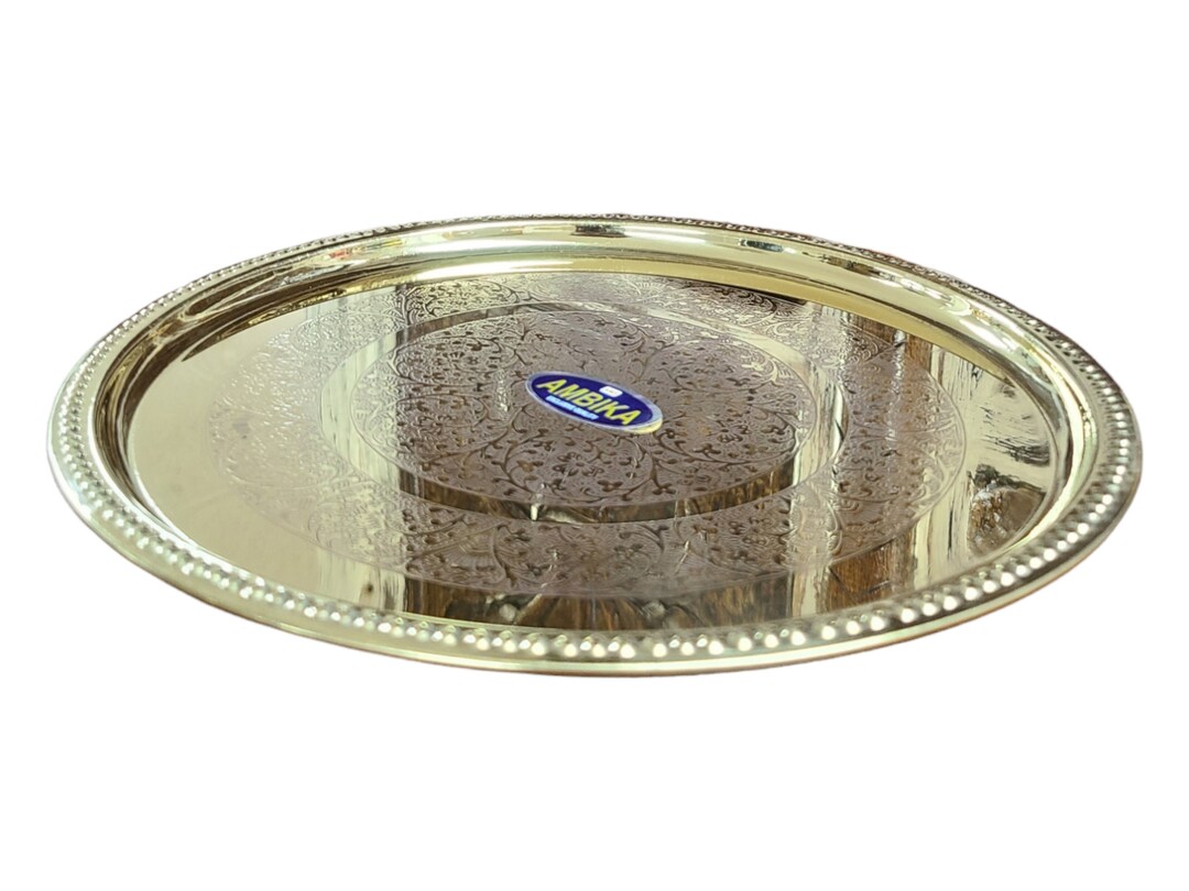 12 Inches Beautiful Brass Pooja Thali / Temple / Business USA Seller ...