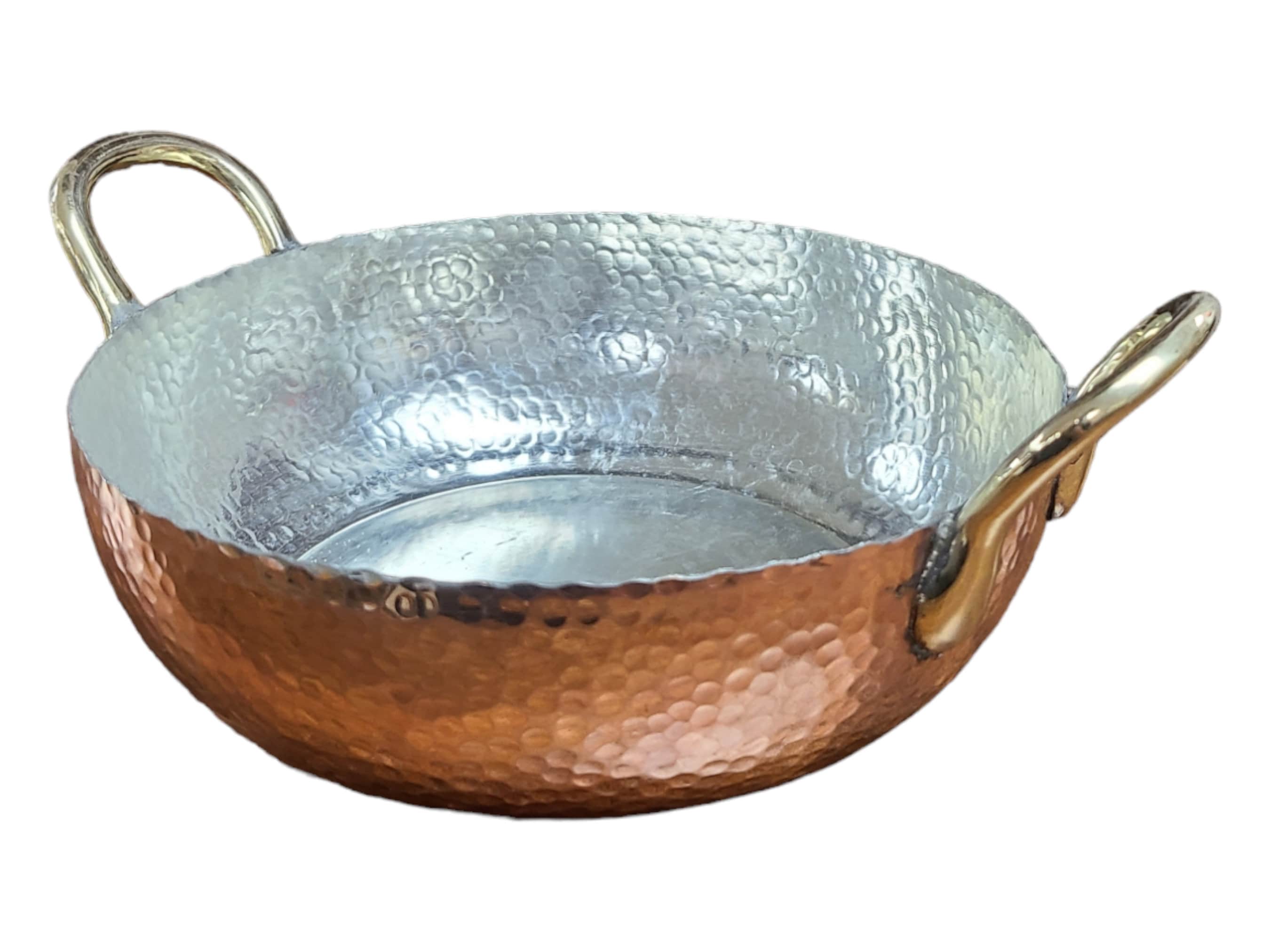 9 Inches Steel Copper Kadai , Karahi Indian Serving Dishes Copper Bowl ...