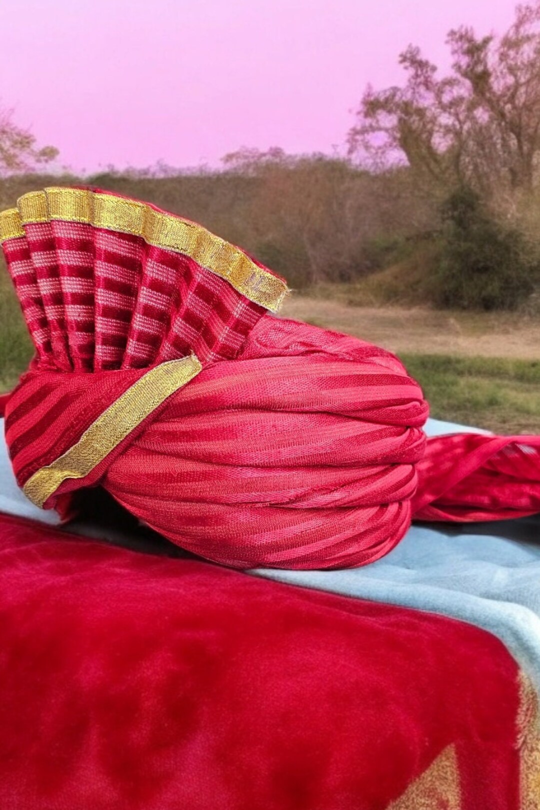 Indian Red Color Ready to Wear Turban , Medium Size , One Size , Usa ...