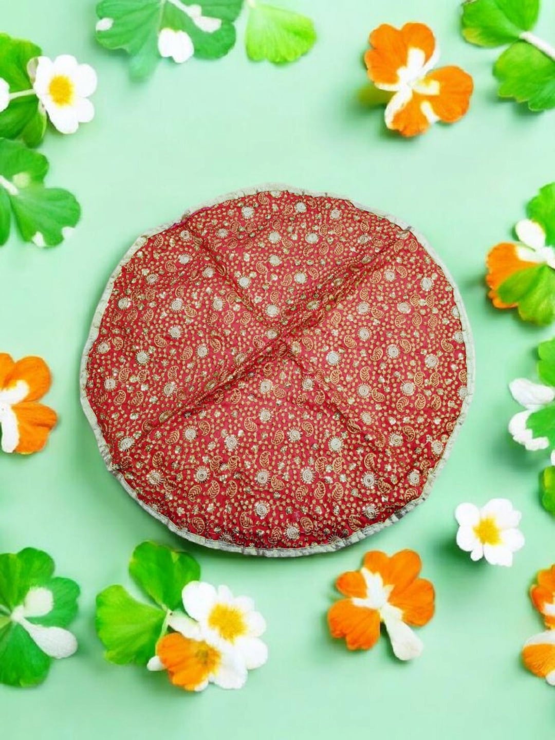22 Inches Wider Red Coloured Thali Cover for Hindu Ritual Ceremony Usa ...