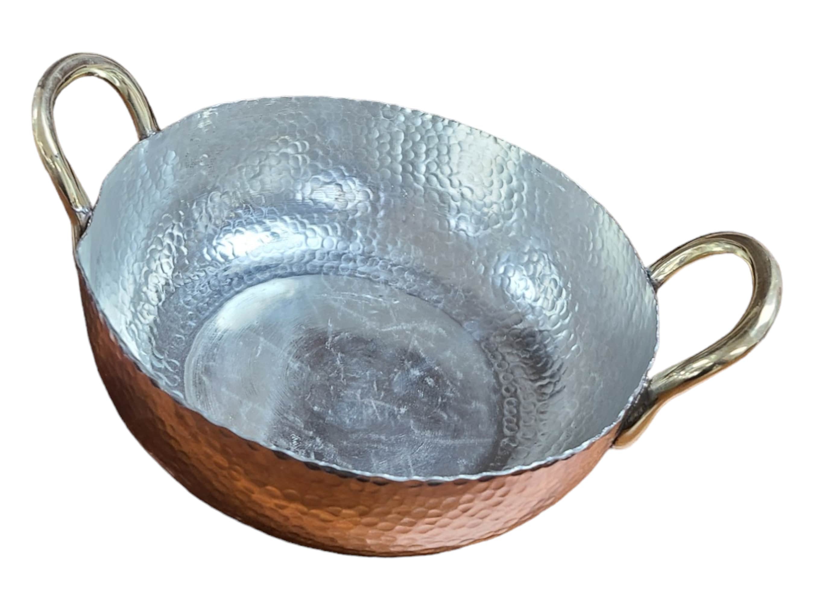 8.25 Inches Steel Copper Kadai , Karahi Indian Serving Dishes Copper ...